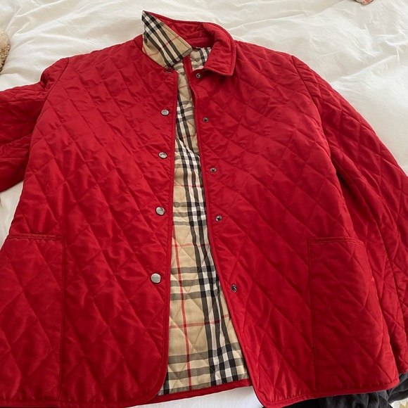Burberry | Jackets & Coats | Burberry Red Quilted Jacket | Poshmark